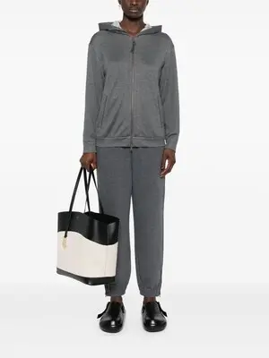 Brunello Cucinelli Cotton And Silk Blend Zip-up Hooded Cardigan - Grey