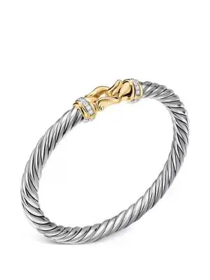 David Yurman Cable Flex® Buckle Bracelet In Sterling With 14k Yellow Gold Pavé Diamonds