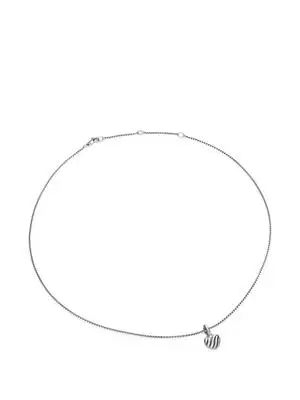 David Yurman Petite Puffy Cable Heart Pendant Necklace In Sterling