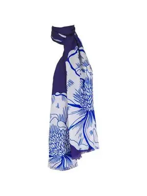 KINROSS CASHMERE Floral-print Fringed Scarf
