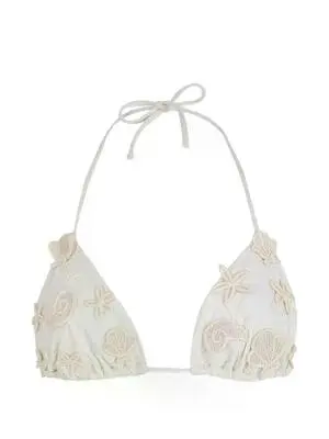 Agua Bendita Lolita Embroidered Halterneck Bikini - White