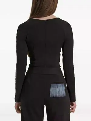 CONTESSA MILLS Medusa Fringed-sleeve Top
