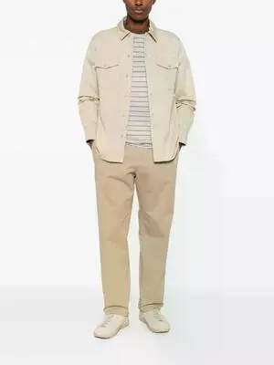 WHITE SAND Pleated Cotton Trousers