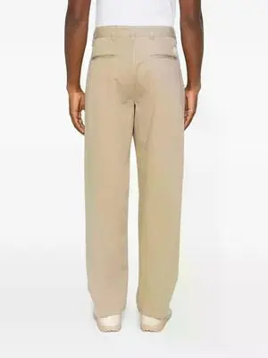 WHITE SAND Pleated Cotton Trousers