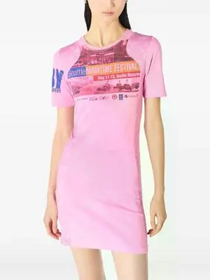 MARINE SERRE Graphic Print Mini Dress - Pink