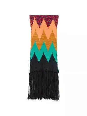 Missoni Zigzag-knit Fringed Scarf - Black