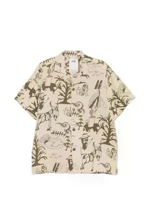 OAS Company Poplan Cuba Graphic-print Linen Shirt - Neutrals