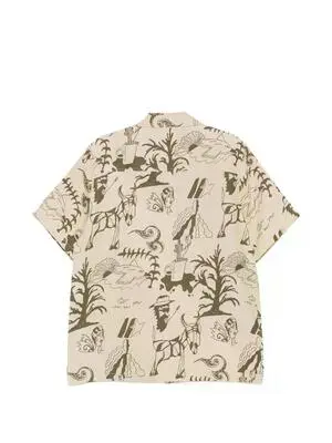 OAS Company Poplan Cuba Graphic-print Linen Shirt