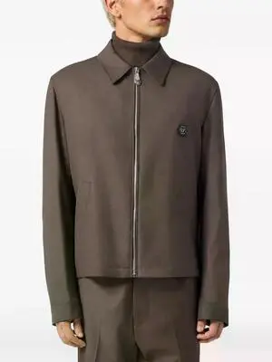 Philipp Plein Logo Plaque Zip-up Jacket - Brown