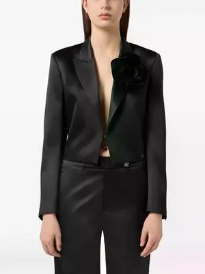 Philipp Plein Flower Appliqué Satin Jacket
