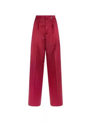 Philipp Plein Burgundy Satin Wide Leg Trousers - Red