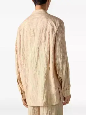 Zegna V-neck Striped Silk Shirt