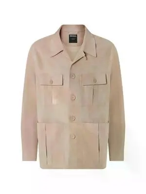 Zegna Pocket-details Leather Sahariana Jacket - Neutrals