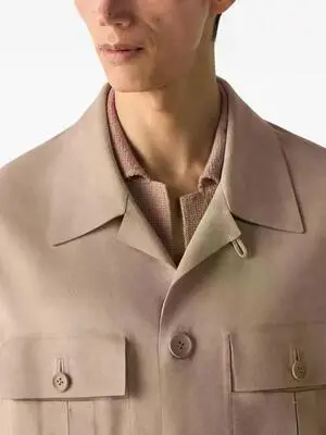 Zegna Pocket-details Leather Sahariana Jacket