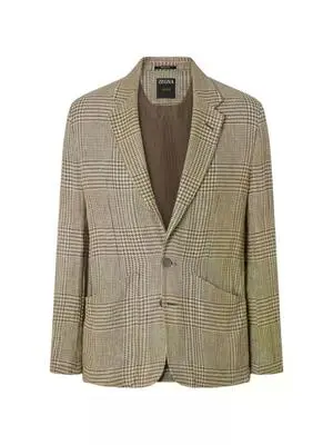 Zegna Crossover-check Single-breasted Linen Blazer