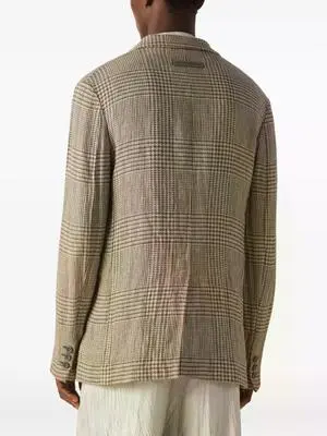 Zegna Crossover-check Single-breasted Linen Blazer