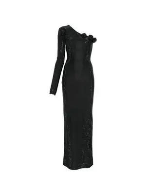 MIRON One-shoulder Embellished Dress - Black