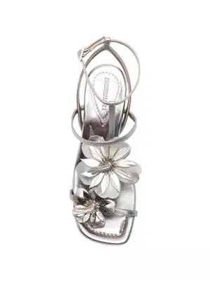 Zimmermann Belara Floral-appliqué Leather Sandals