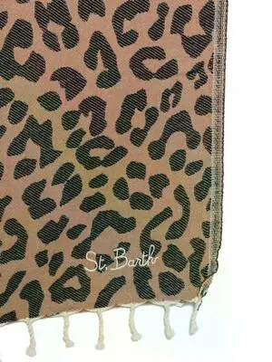 MC2 SAINT BARTH Foutas Leopard-print Fringed Beach Towel