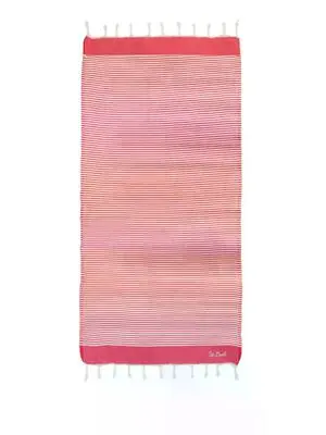 MC2 SAINT BARTH Foutas Striped Fringed Towel Beach - Red