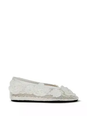 GANNI Jenny Flower Embellished Mesh Ballet Flats