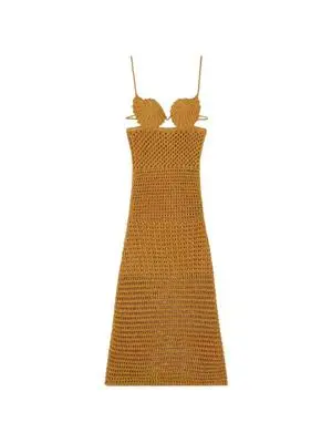 Alanui The Sound Of The Sea Shell-crochet Open-knit Maxi Dress - Brown