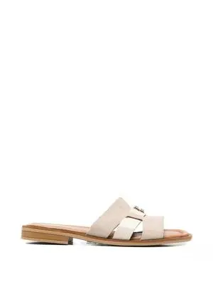 SERGIO MORETTI FIRENZE Logo Plaque Cut-out Slippers - Neutrals