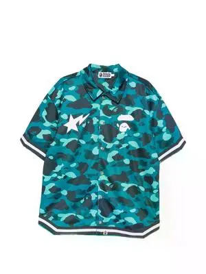 A BATHING APE Camo-print Logo-patch Shirt - Green