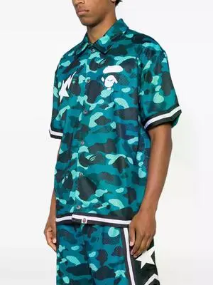 A BATHING APE Camo-print Logo-patch Shirt