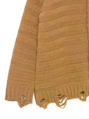 MAISON MARGIELA Distressed Ribbed-knit Cardigan