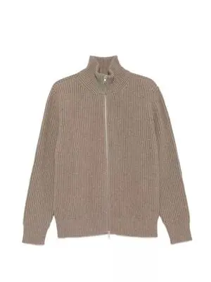 MAISON MARGIELA Ribbed Knit Zip-up Sweater - Grey