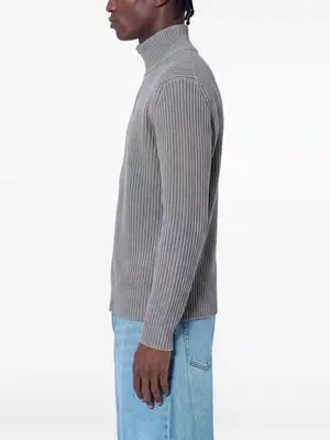 MAISON MARGIELA Ribbed Knit Zip-up Sweater - Grey