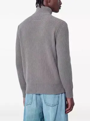 MAISON MARGIELA Ribbed Knit Zip-up Sweater - Grey