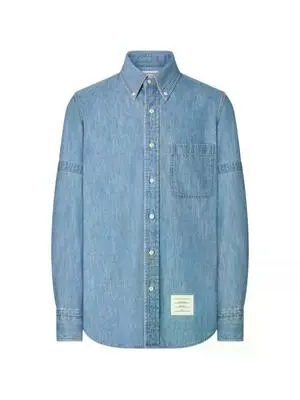 Thom Browne Denim Shirt With Armbands - Blue