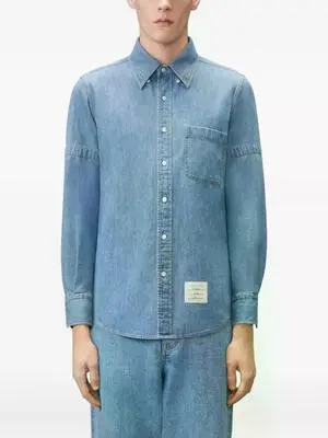 Thom Browne Denim Shirt With Armbands - Blue