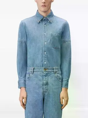 Thom Browne Denim Shirt With Armbands - Blue