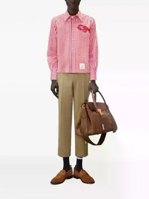 Thom Browne Poplin University Stripe Lobster Shirt - Red