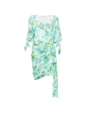 Chloé Asymmetric Floral Print Midi Dress - Blue