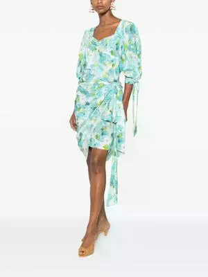 Chloé Asymmetric Floral Print Midi Dress