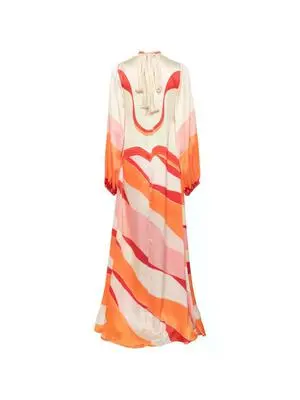 Raquel Diniz Parana" Abstract Print Tie-neck Maxi Dress