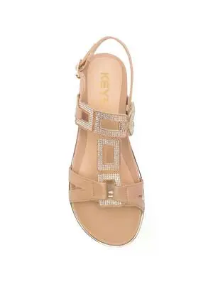 KEYS Crystal-embellished Leather Sandals