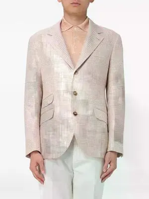 Brunello Cucinelli Plaid-check Notched-lapels Blazer - Orange