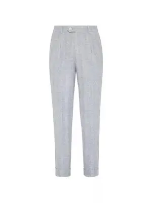Brunello Cucinelli Herringbone Pleated Trousers - Grey