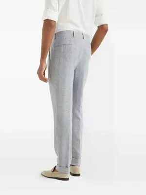 Brunello Cucinelli Herringbone Pleated Trousers