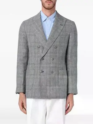 Brunello Cucinelli Plaid Double-breasted Blazer - Grey