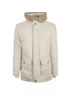 Brunello Cucinelli Shearling Collar Parka - White