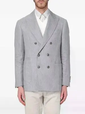 Brunello Cucinelli Double-breasted Linen Blazer - Grey