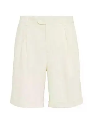 Brunello Cucinelli Pleated Corduroy Shorts - Neutrals