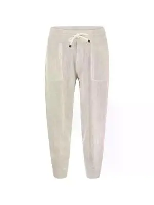 Brunello Cucinelli Ribbed-knit Track Pants - Neutrals