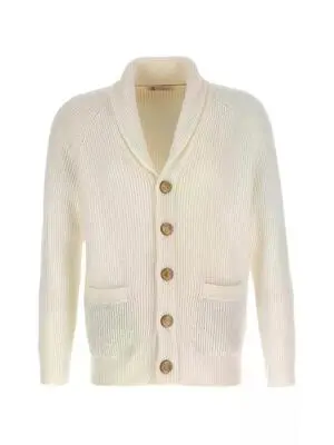 Brunello Cucinelli Ribbed Shawl Collar Cardigan - Neutrals